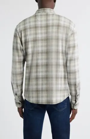 Johnnie-o Marcelo Plaid Flannel Knit Button-up Shirt - Light Gray