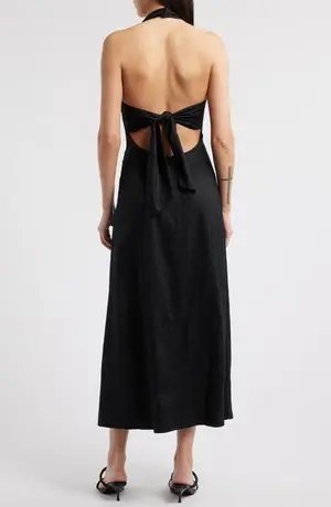 Cult Gaia Lianna Tie Back Halter Maxi Dress