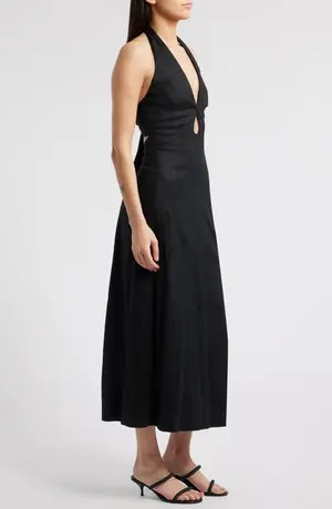 Cult Gaia Lianna Tie Back Halter Maxi Dress