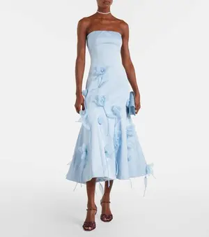 ROTATE BY BIRGER CHRISTENSEN Floral-appliqué Strapless Gown