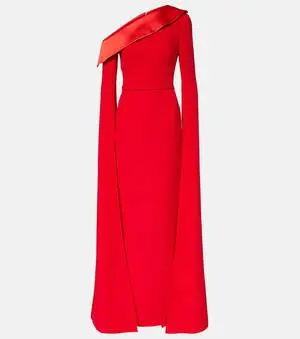 Safiyaa Rinoa Caped Crépe Gown - Red
