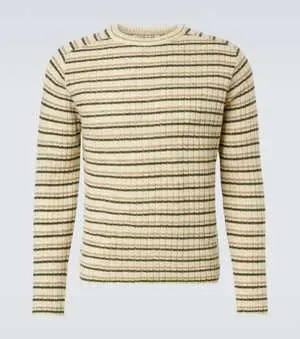 Auralee Striped Wool And Cashmere Sweater - Beige