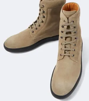 TOD'S Suede Combat Boots - Beige