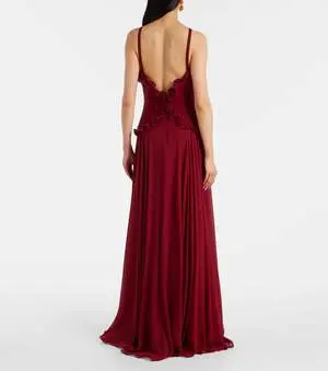 Elie Saab Ruffled Silk Georgette Gown