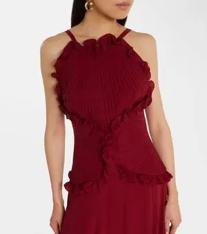 Elie Saab Ruffled Silk Georgette Gown