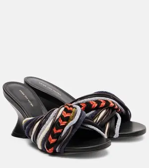 Dries Van Noten Braided Wedge Mules