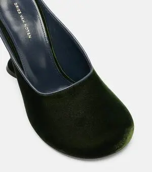 Dries Van Noten 95 Velvet Wedges - Green