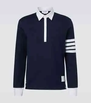 Thom Browne 4-bar Cotton Jersey Polo Sweater