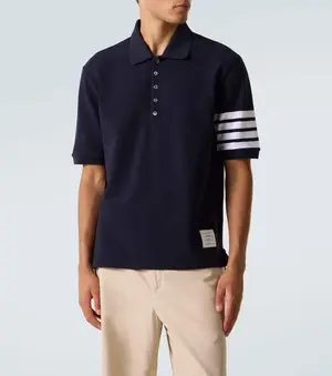 Thom Browne 4-bar Cotton Polo Shirt - Blue