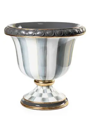 MACKENZIE-CHILDS Sterling Stripe Urn - Grey/white