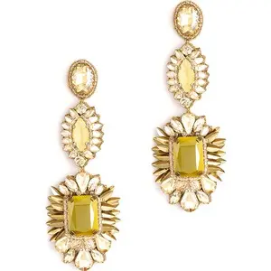 Deepa Gurnani Klara Beaded Crystal Drop Earrings - Yellow