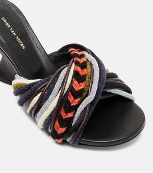 Dries Van Noten 75 Braided Wedge Mules - Black