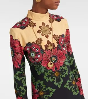 La DoubleJ Halle Printed Satin Midi Dress - Multicoloured