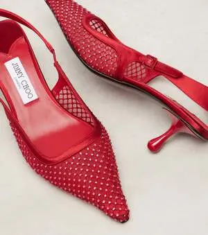 JIMMY CHOO Amel 50 Embellished Slingback Pumps