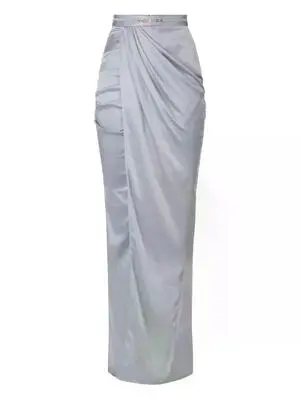 Elisabetta Franchi Draped Satin Maxi Skirt - Grey