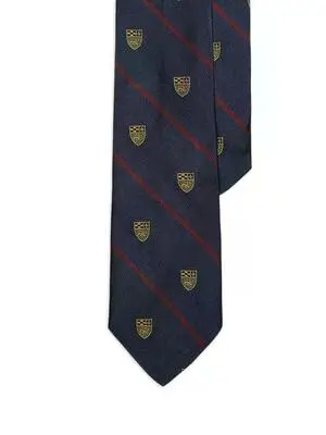 Ralph Lauren Lion-crest Striped Silk Neck Tie - Blue