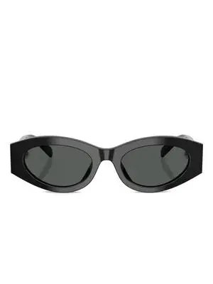 Tory Burch Oval-frame Embellished Sunglasses - Black