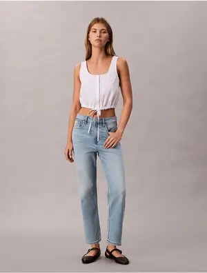 Calvin Klein Cropped High Rise Straight Jeans