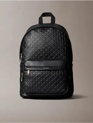 Calvin Klein Embossed Monogram Backpack - Black