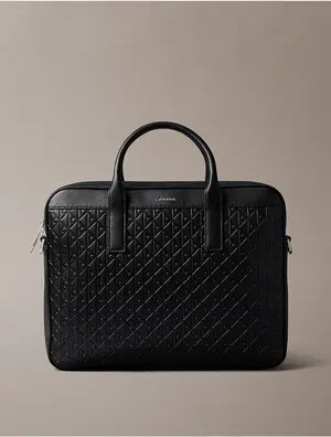 Calvin Klein Embossed Monogram Logo Commuter Bag - Black