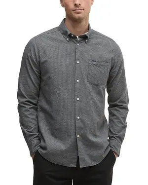 Barbour Turner Tailored Fit Houndstooth Shirt - Grey Marl