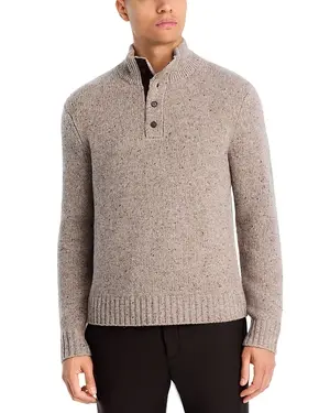 Bloomingdale'S Donegal Wool And Cashmere Button Placket Sweater Heather Brown