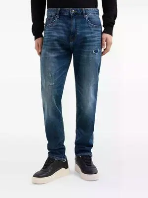 Armani Exchange Distressed Five-pocket Jeans