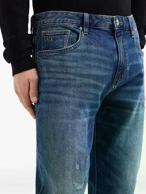 Armani Exchange Distressed Five-pocket Jeans