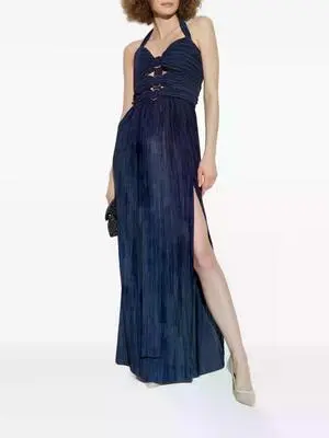 Cult Gaia Nailah Pleated Halter-neck Maxi Dress - Blue