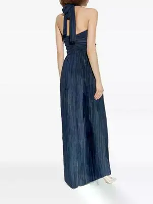 Cult Gaia Nailah Pleated Halter-neck Maxi Dress - Blue