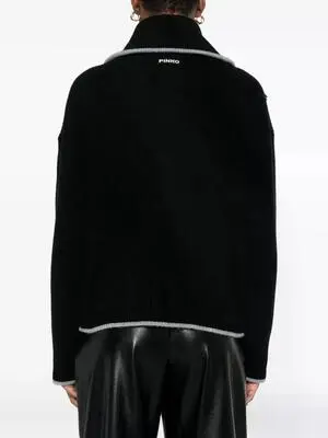 Pinko Zip-front Ribbed Knit Sweater - Black