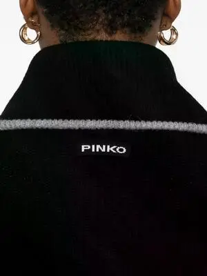 Pinko Zip-front Ribbed Knit Sweater - Black