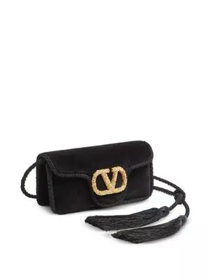 Valentino Garavani Locò Velvet Clutch With Jewel Logo