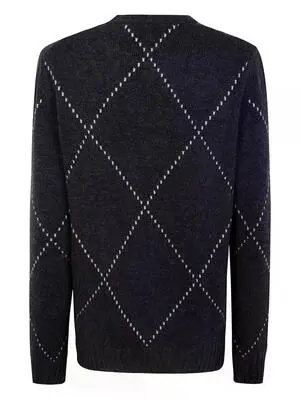 GRAN SASSO Diamond-pattern Wool Sweater - Black