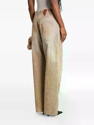 DARKPARK Bleached Wide-leg Jeans With Side Embellishment