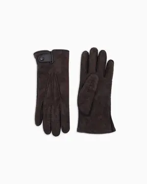 Giorgio Armani Shearling Driving Gloves - Brown