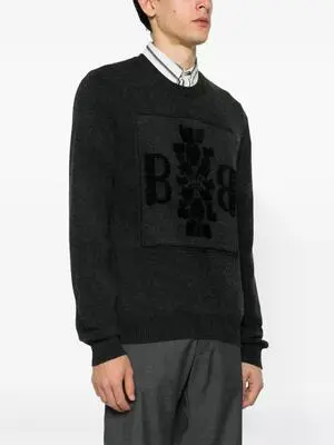 BARRIE 3d Logo Cashmere Jumper - Grey
