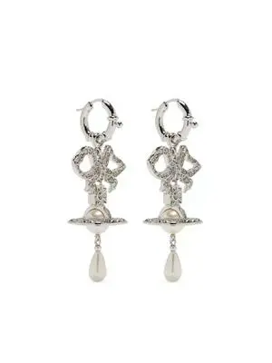 VIVIENNE WESTWOOD Rigoberta Bow-crystal Pearl Earrings - Silver