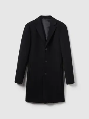 REISS Gable Wool-blend Overcoat - Black