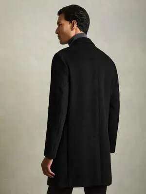 REISS Gable Wool-blend Overcoat - Black
