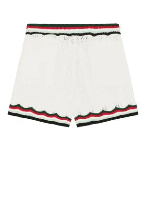 Casablanca Chevron Faux Crochet Shorts - White