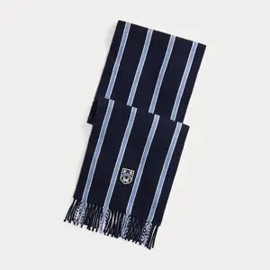 Ralph Lauren Shield-patch Striped Wool-blend Scarf