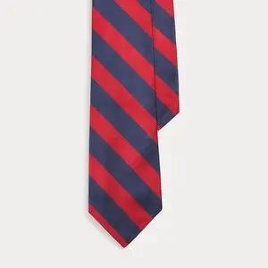 Ralph Lauren Striped Silk Repp Narrow Tie - Navy/red
