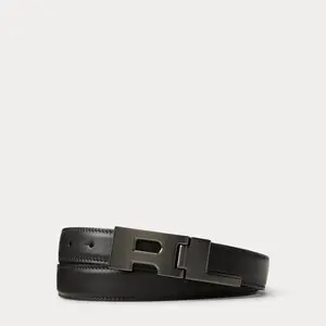 Ralph Lauren Hinge-buckle Calfskin Belt - Black/matte Black