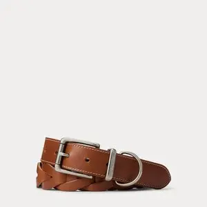 Ralph Lauren Woven Leather Belt - Rl Gold