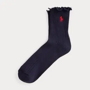Ralph Lauren Ruffled-Cuff Ankle Socks Navy