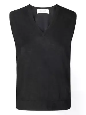 LISA YANG Knitted Cashmere V-neck Vest - Black