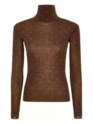 Rabanne Embellished Turtleneck Top - Brown