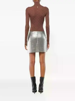 Rabanne Embellished Turtleneck Top - Brown