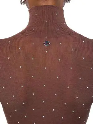Rabanne Embellished Turtleneck Top - Brown